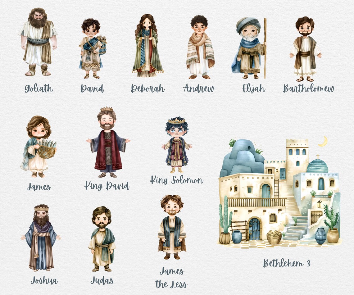 Bible Character Clipart, Watercolor Bible Characters, Christian Clipart ...