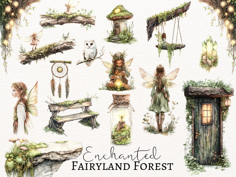 Enchanted Fairyland Forest Clipart, Fairy Clipart, Enchanted Forest ...
