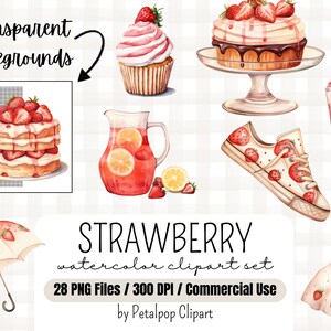 Strawberry Watercolor Clipart, Strawberry Fruit PNG Digital Download ...