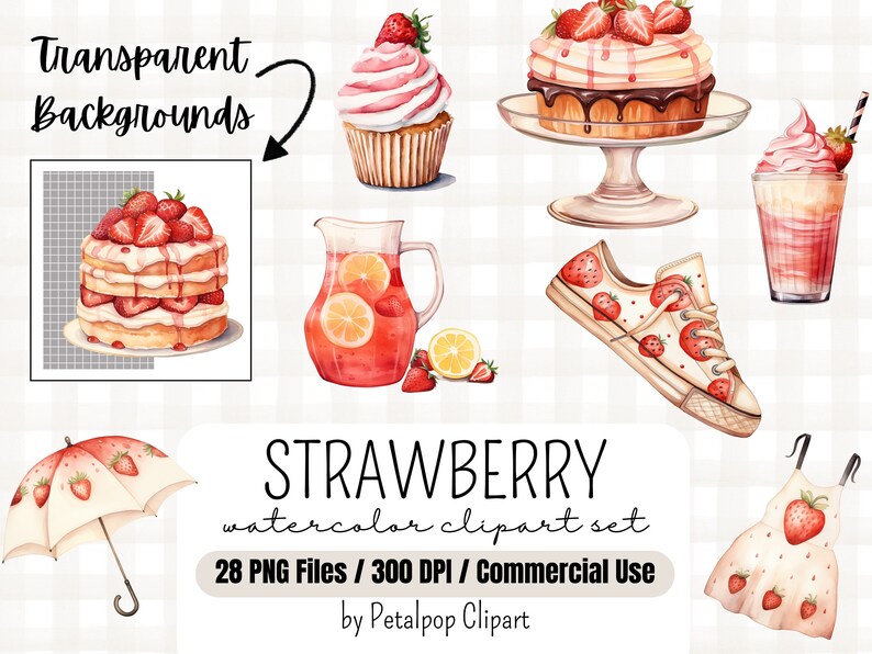 Strawberry Watercolor Clipart, Strawberry Fruit PNG Digital Download ...