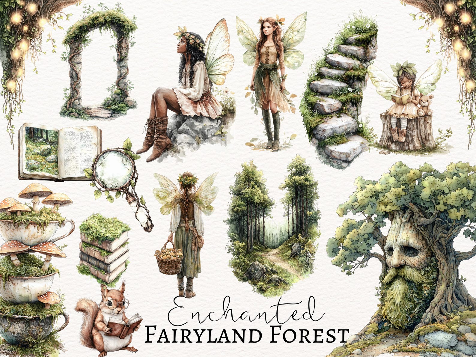 Enchanted Fairyland Forest Clipart, Fairy Clipart, Enchanted Forest ...