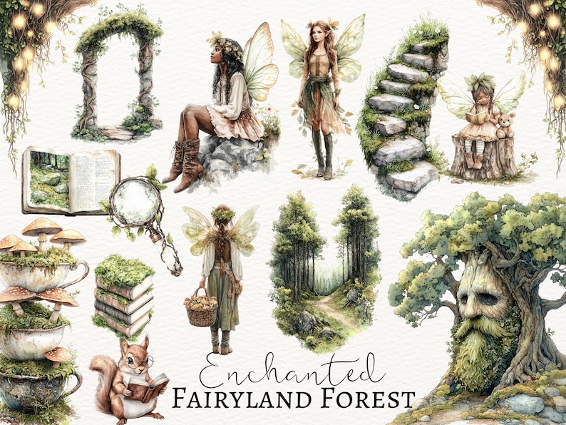 Enchanted Fairyland Forest Clipart, Fairy Clipart, Enchanted Forest ...
