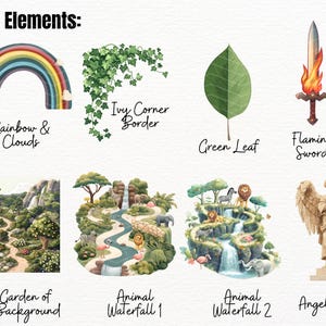 Adam and Eve Clipart Set, Bible Character Clipart, the Garden of Eden ...