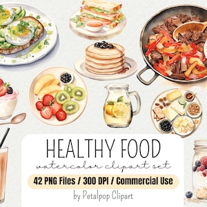 Healthy Food Clipart, Watercolor Clipart, Commercial Use, Fruit Clipart ...