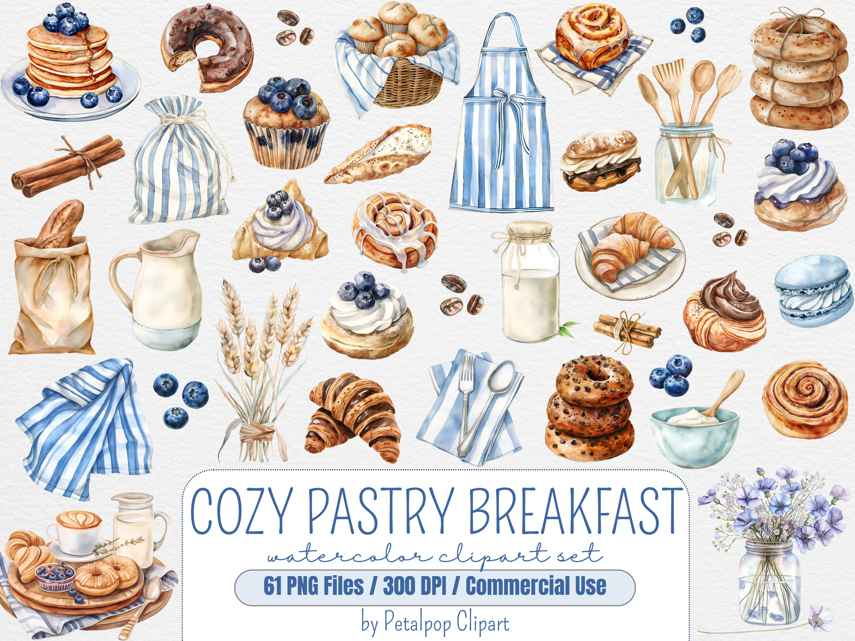 Breakfast Clipart, Pastry Clipart, Baking Png, Blueberries, Bread ...