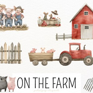 On the Farm Clipart Pack, Watercolor Farm Clipart, Nursery Clipart ...