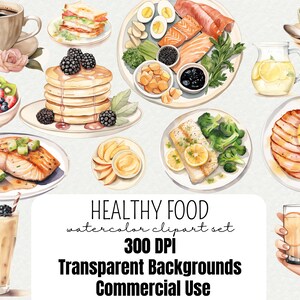 Healthy Food Clipart, Watercolor Clipart, Commercial Use, Fruit Clipart ...