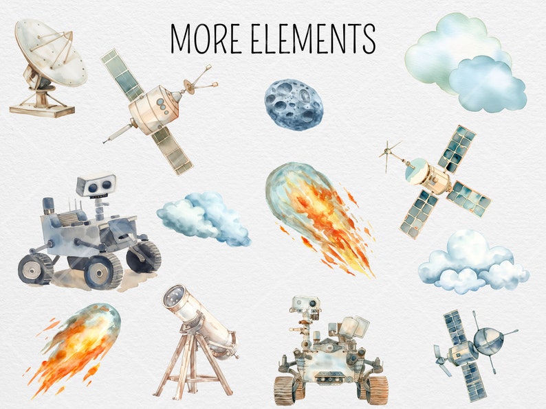 Space Adventure Clipart, Moon and Stars Clipart, Astronaut PNG, Alien ...