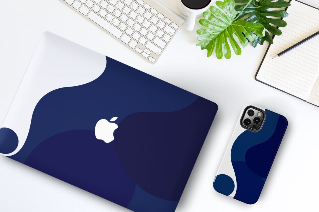 Aesthetic Navy Blue Shape Case Protect Cover for MacBook Air 13 MacBook ...