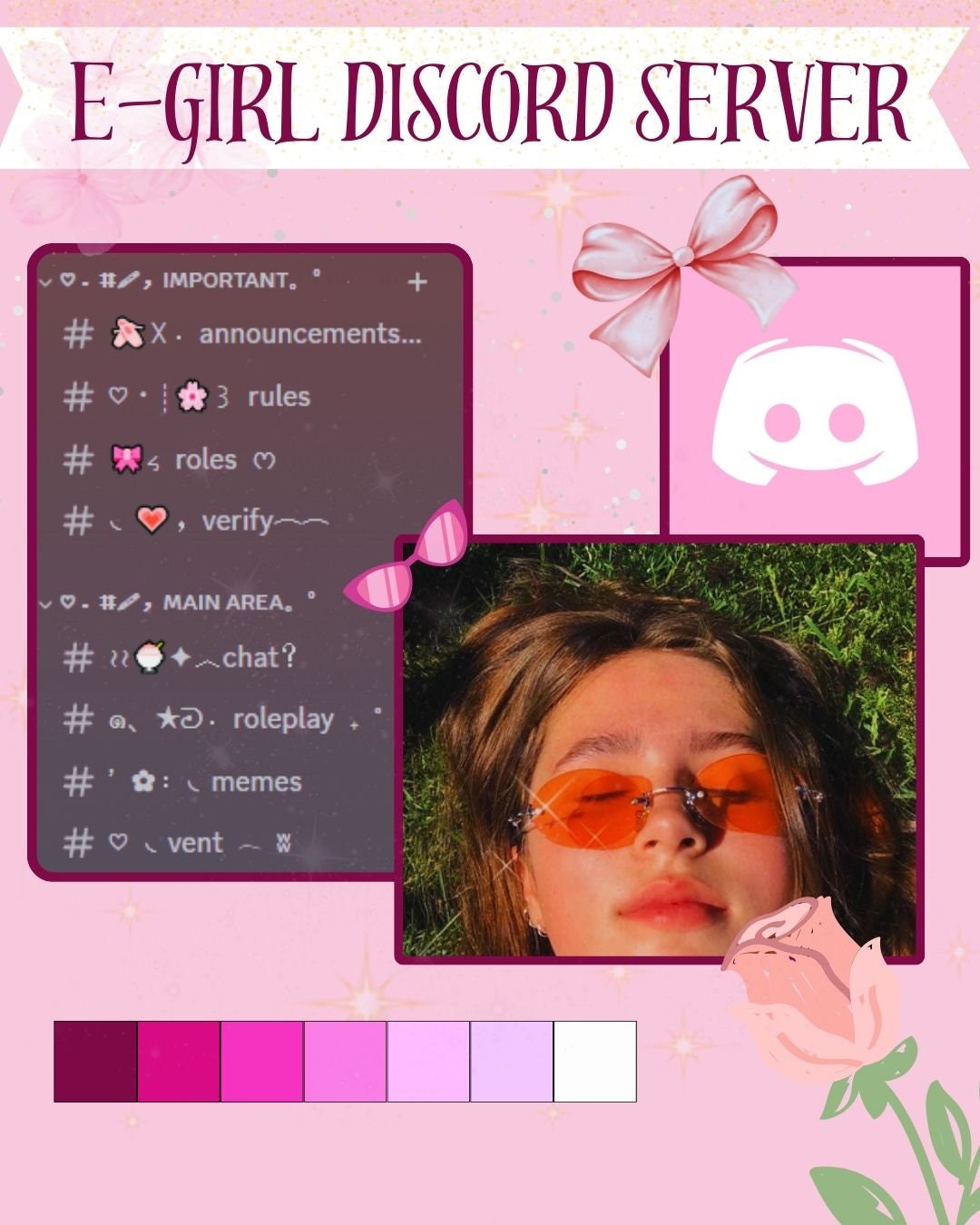 Discord Pink Aesthetic E-girl Cute Easy Server Template - Etsy