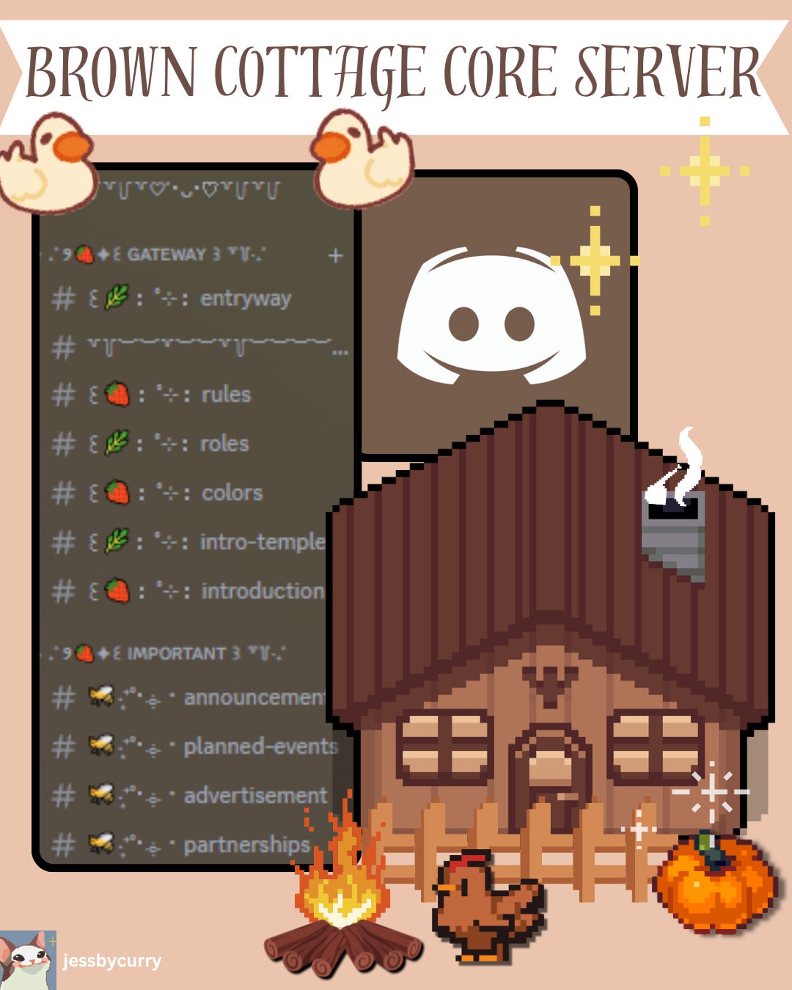 Brown Cottage Core Discord Server Template for Twitch Streamers ...