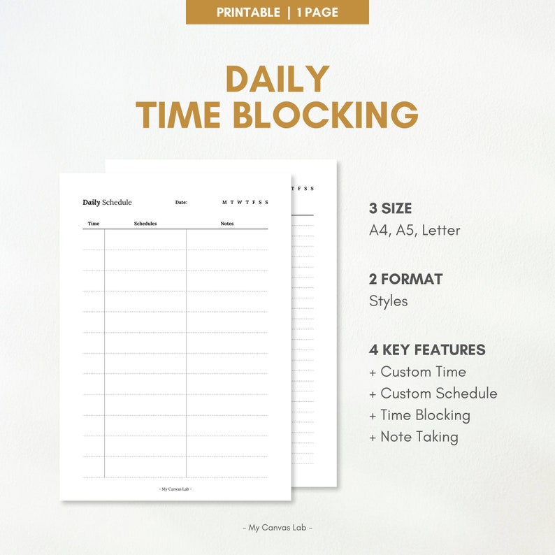 Printable Daily Time Blocking Template, Hourly Planner, Custom Time ...