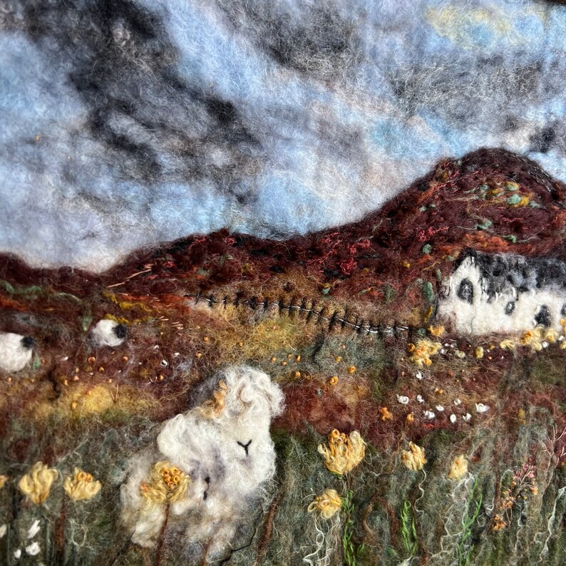 Textile Art Felted Embroidery Picture scottish Dreamland - Etsy