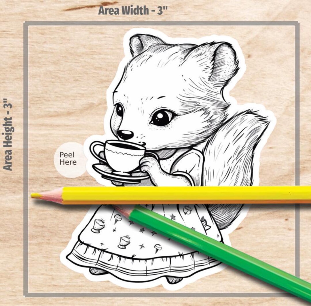Coloring Stickers, Weasel Decal, Tea Party, Sticker, Cute Kids Stickers ...