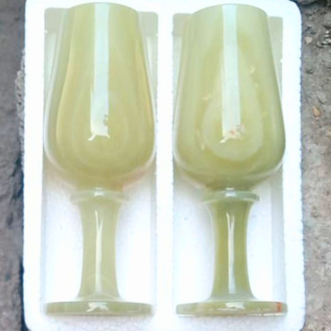 Set of Two Natural Green Stone Marble Handcrafted, Outdoor and Indoor ...