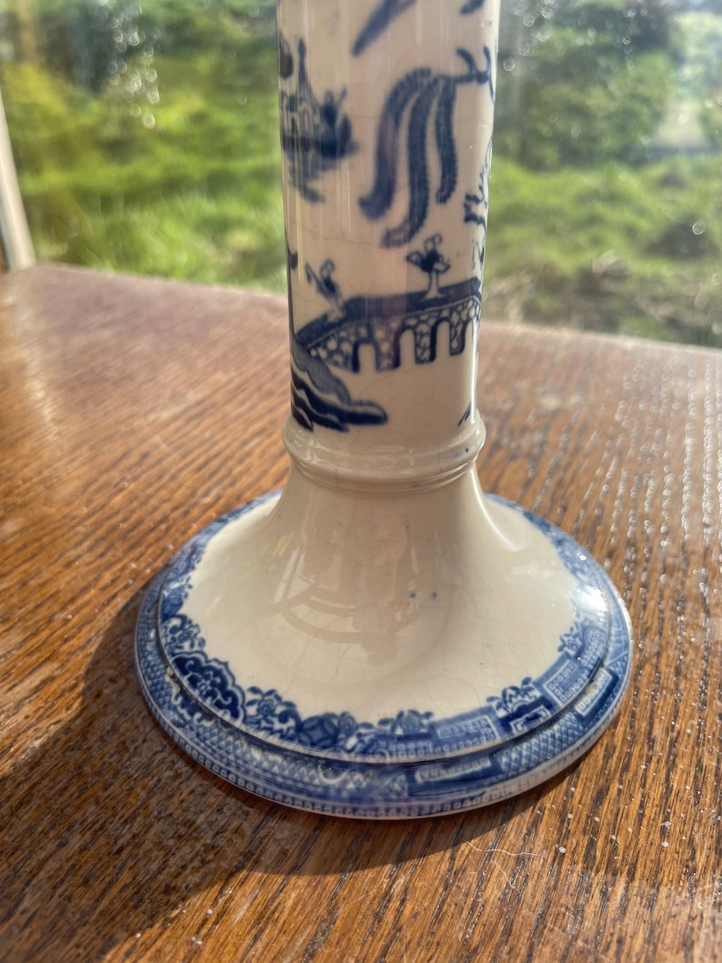 Wedgwood Blue and White Willow Pattern Ceramic Candlestick - Etsy
