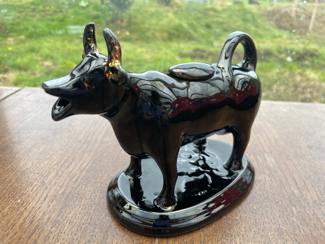 Antique Jackfield Pottery Black Cow Creamer - Etsy