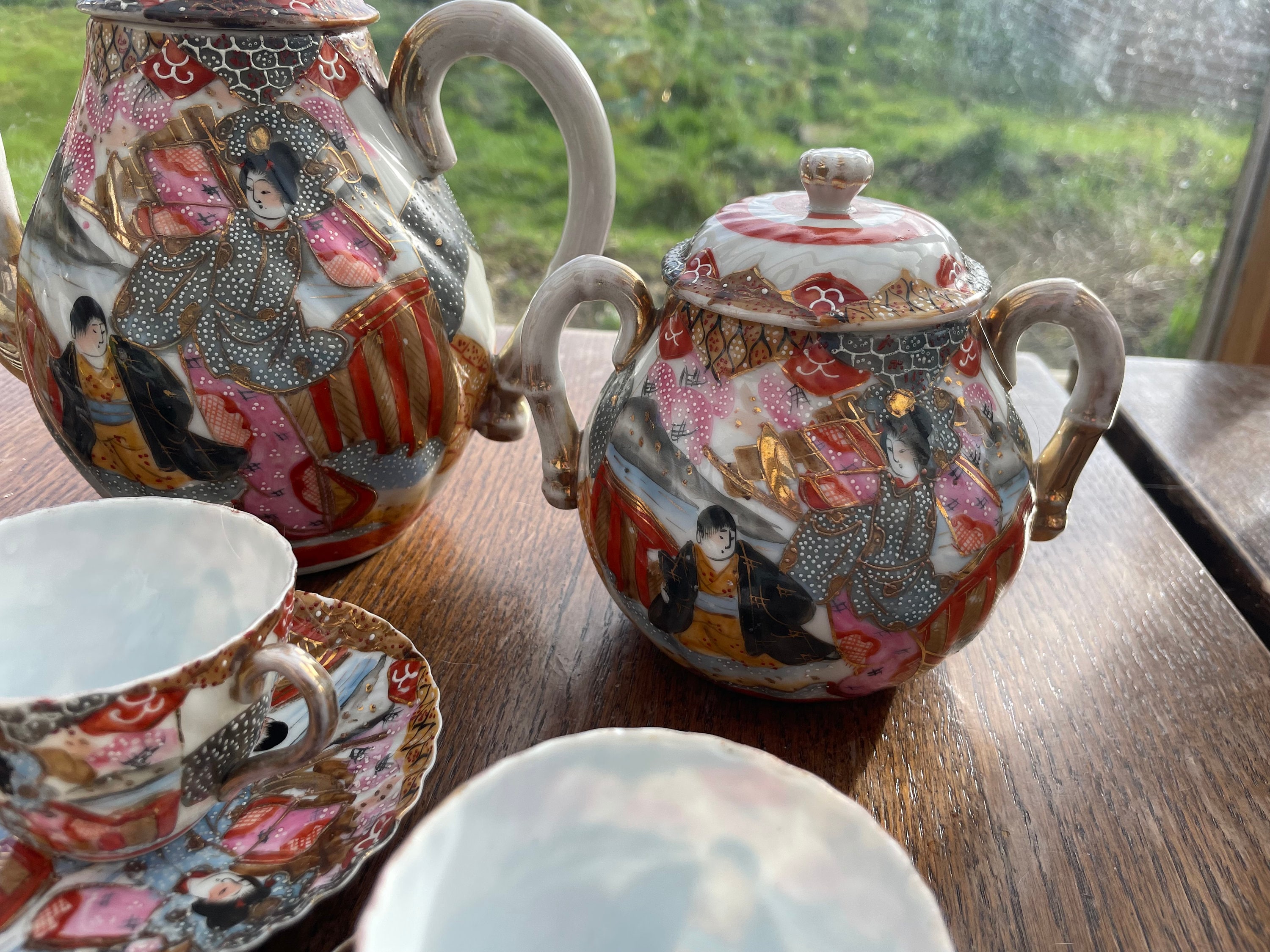 Japanese Kutani Eggshell Porcelain Tea Set - Etsy