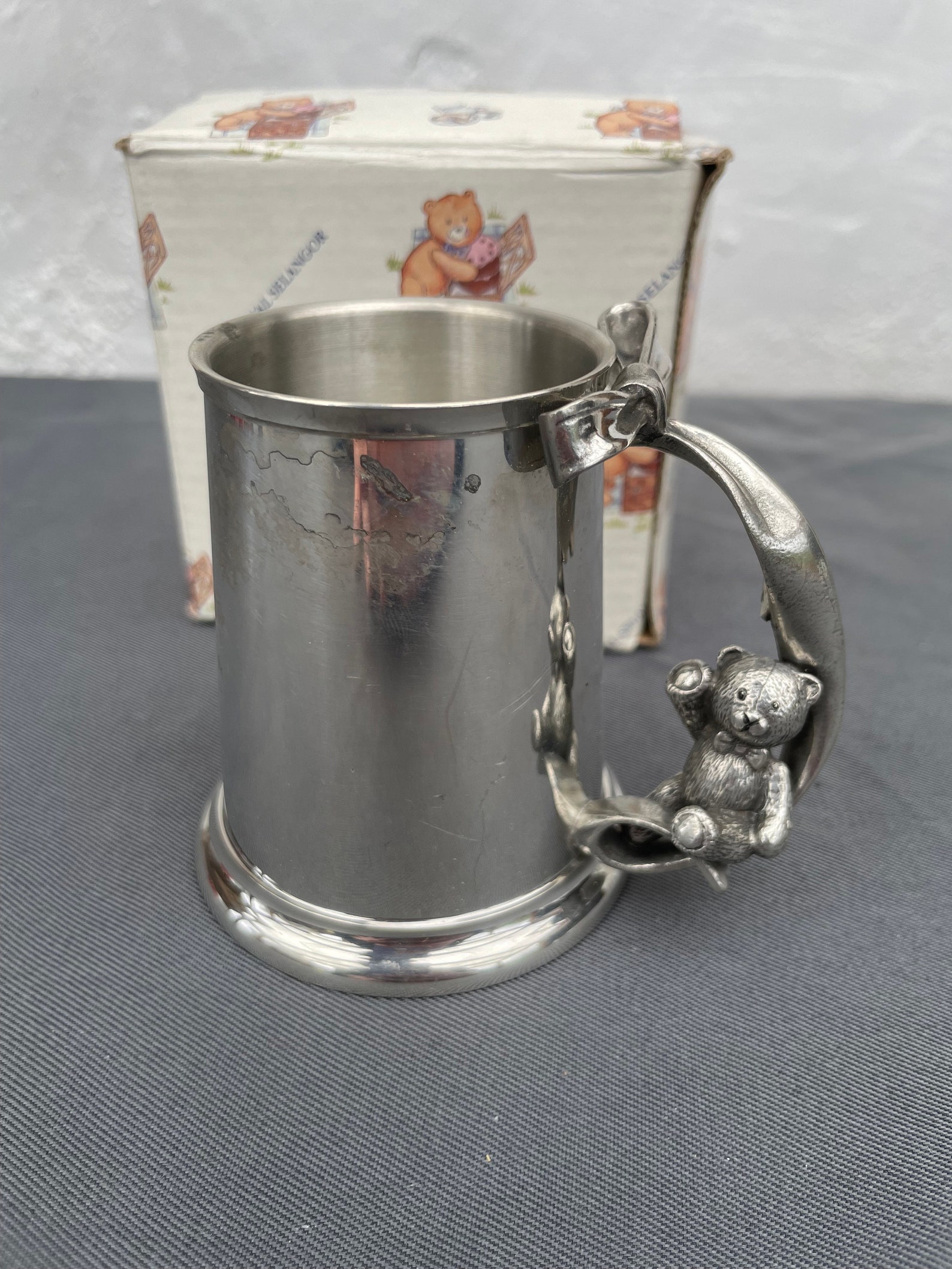 Royal Selangor Teddy Pewter Christening Mug in Box - Etsy