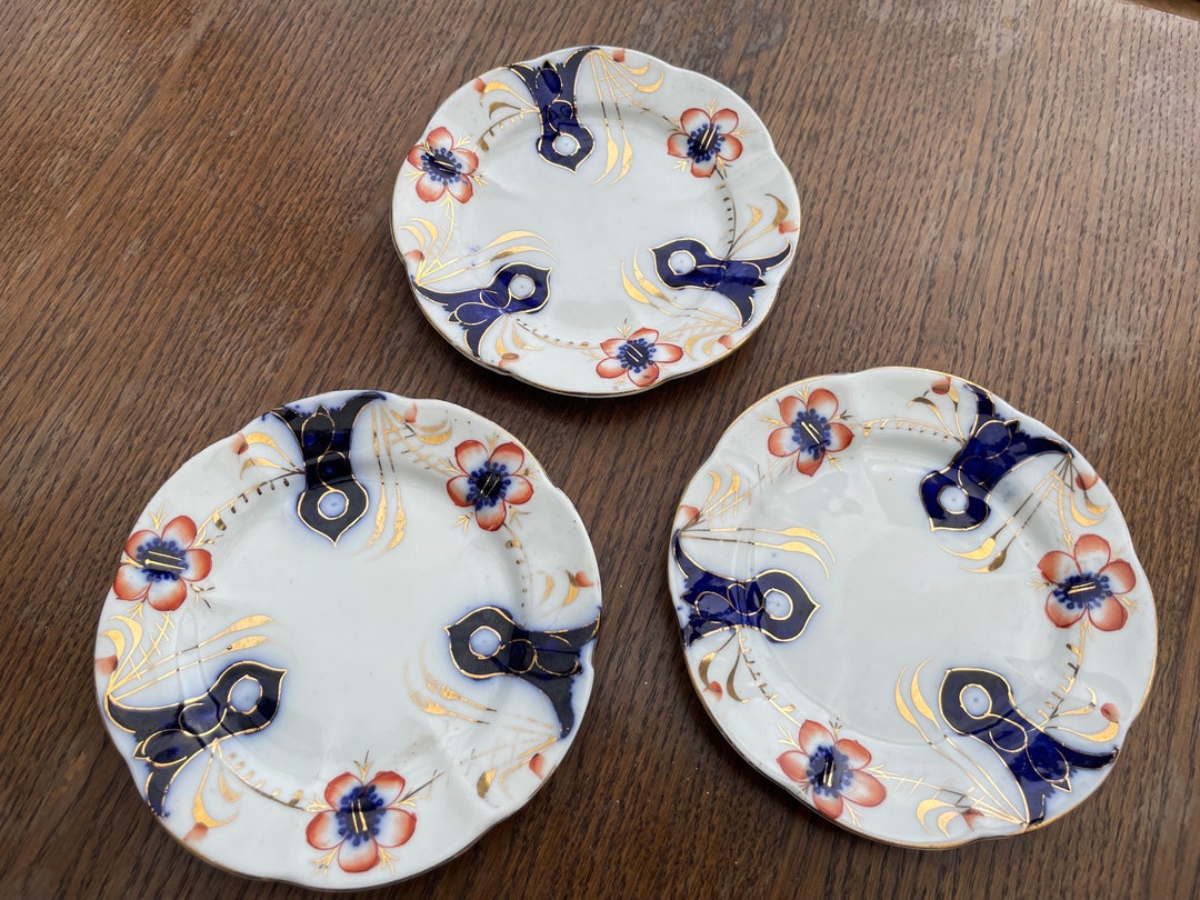 Antique Gaudy Welsh Staffordshire Side Plates Ironstone Circa Early ...