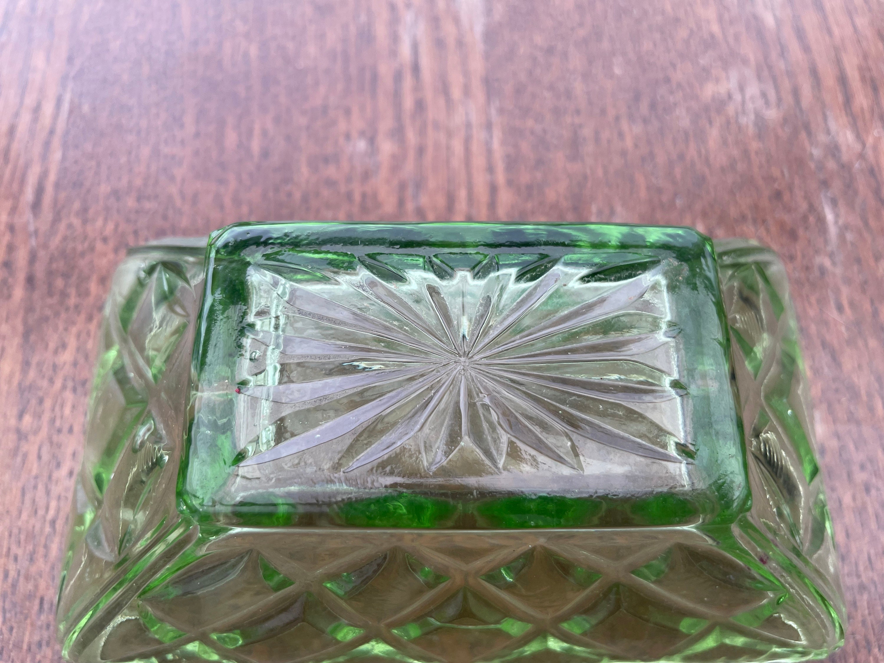Art Deco 1930s Sowerby Green Glass Trinket Dish - Etsy