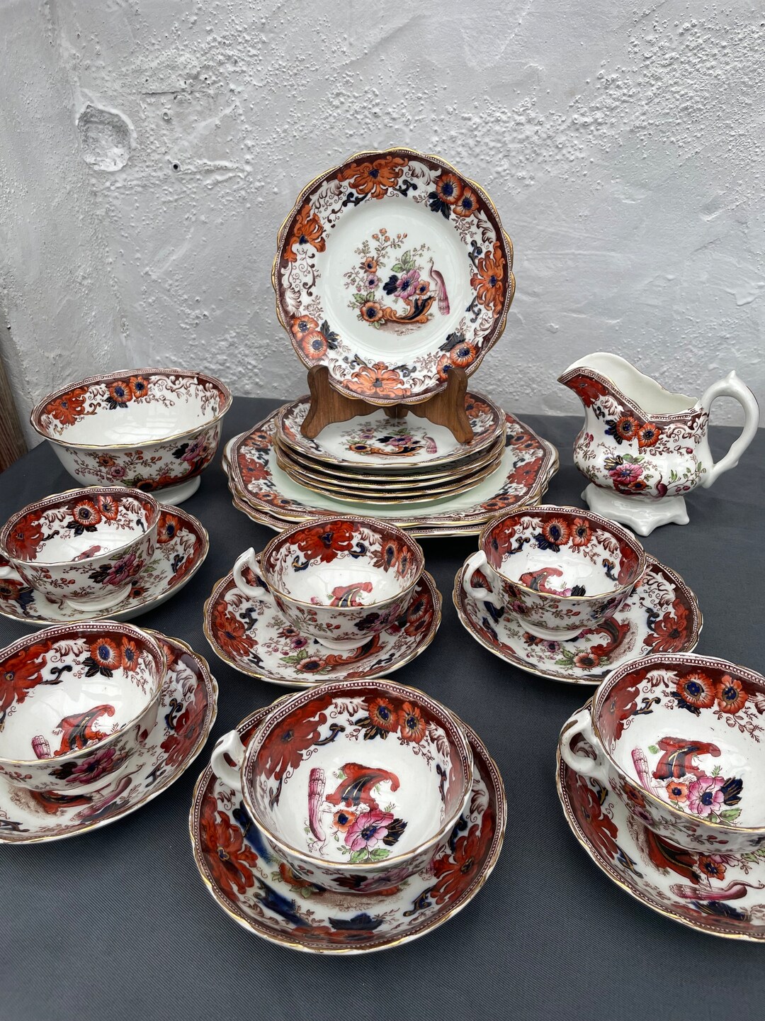 Victorian E A & Co Peacock Tea Set - Etsy