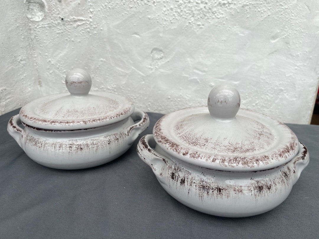 A Pair of DE SILVA Fabrique En Italie Grey/orange Terracotta Lidded ...