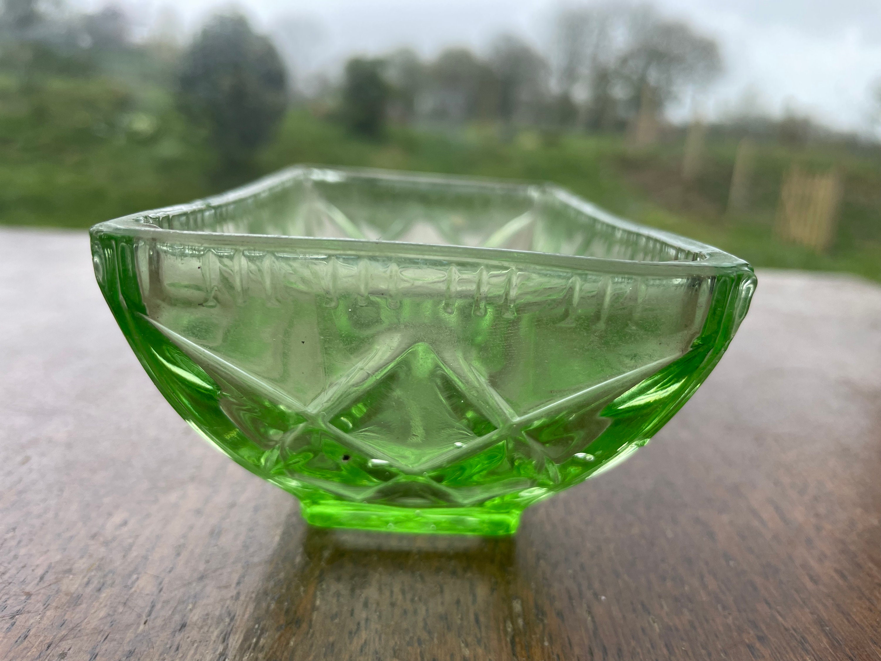 Art Deco 1930s Sowerby Green Glass Trinket Dish - Etsy