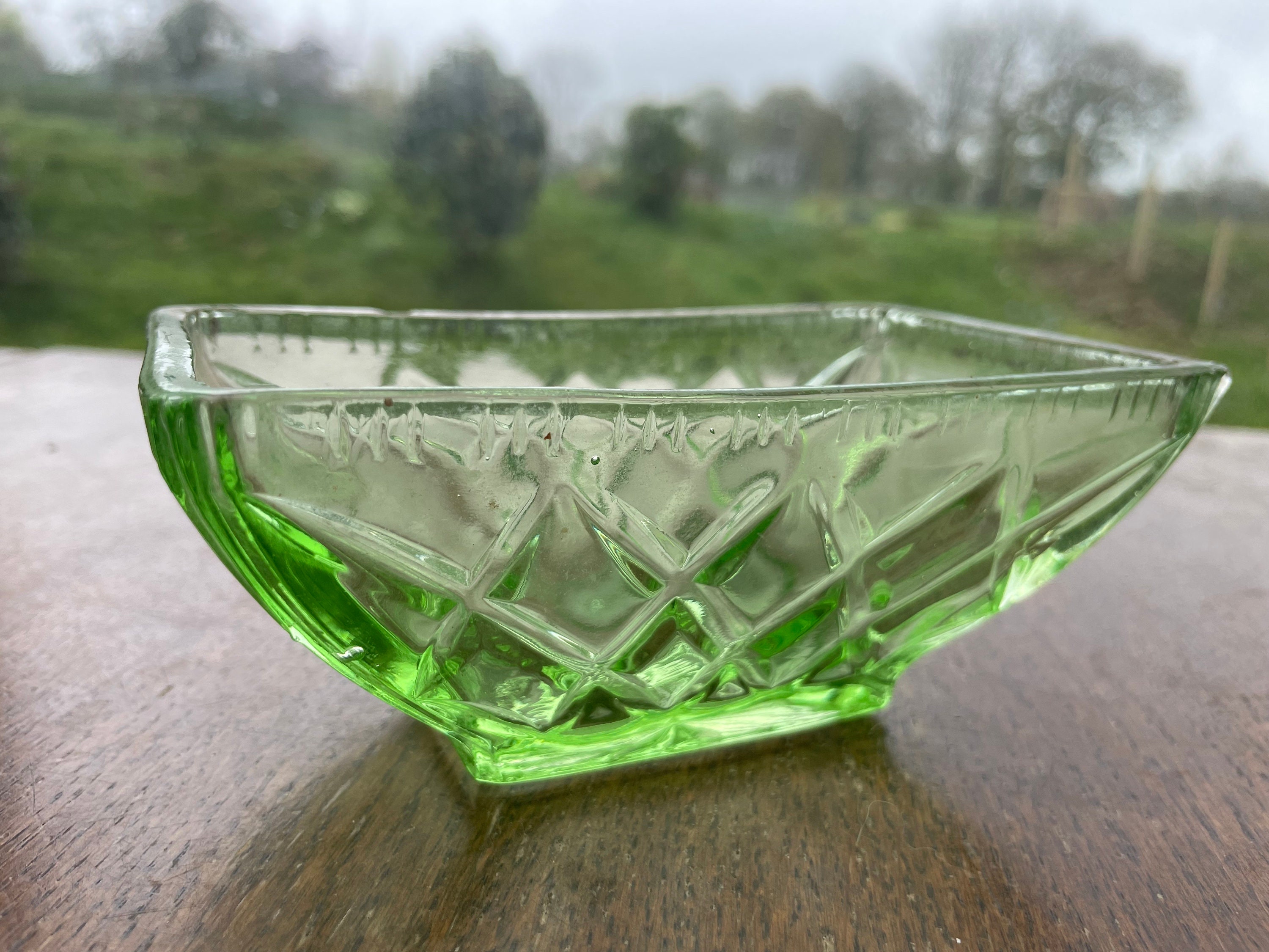 Art Deco 1930s Sowerby Green Glass Trinket Dish - Etsy