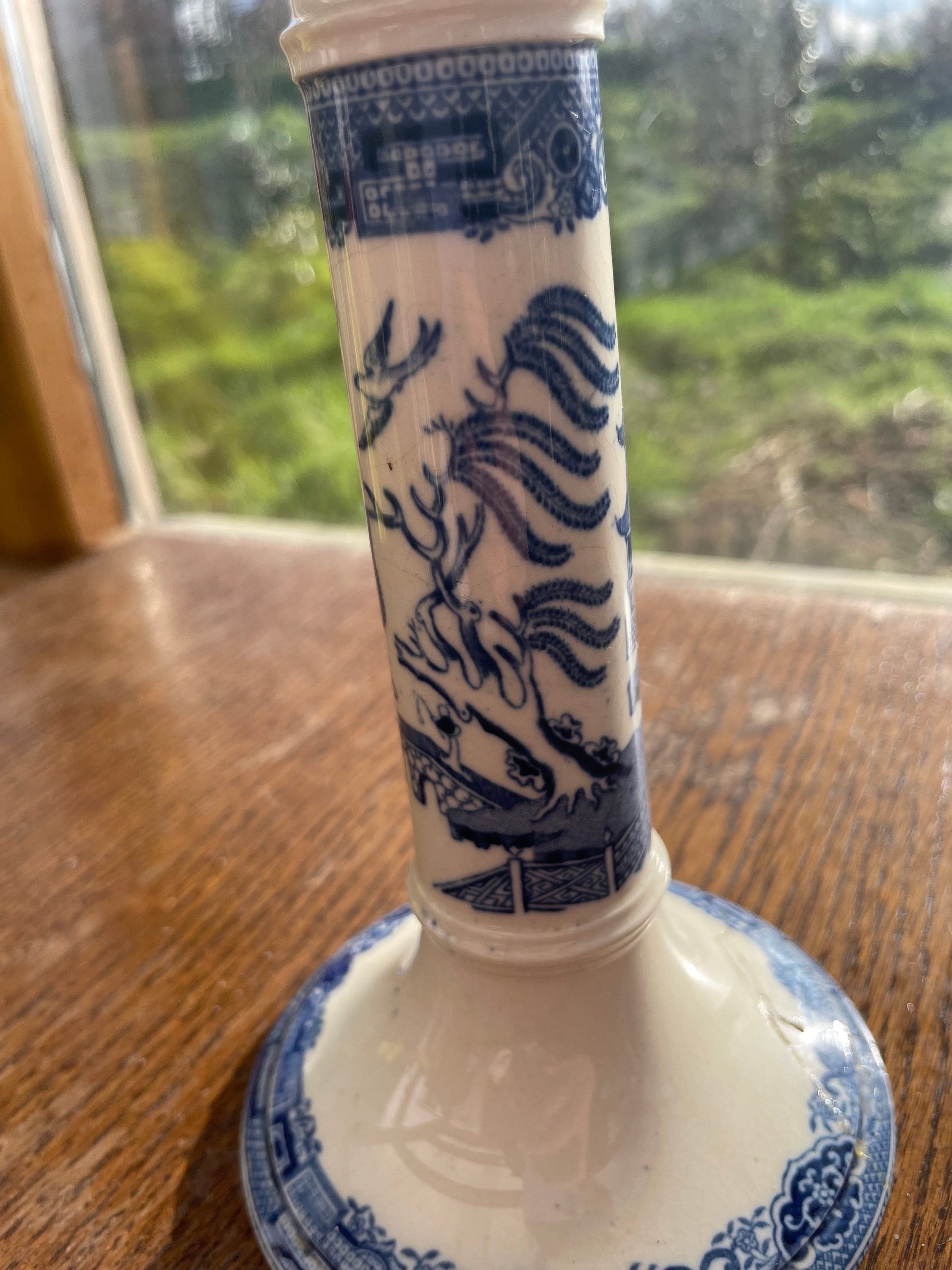 Wedgwood Blue and White Willow Pattern Ceramic Candlestick - Etsy
