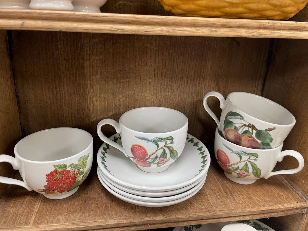 Portmeirion Pomona Tea Set Four Pieces Cups and Saucers - Etsy