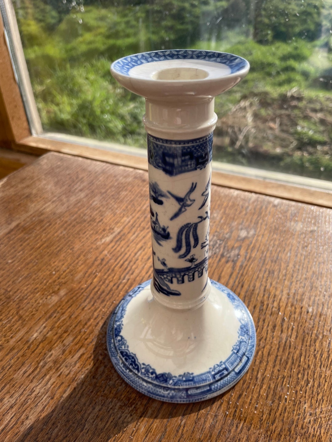 Wedgwood Blue and White Willow Pattern Ceramic Candlestick - Etsy