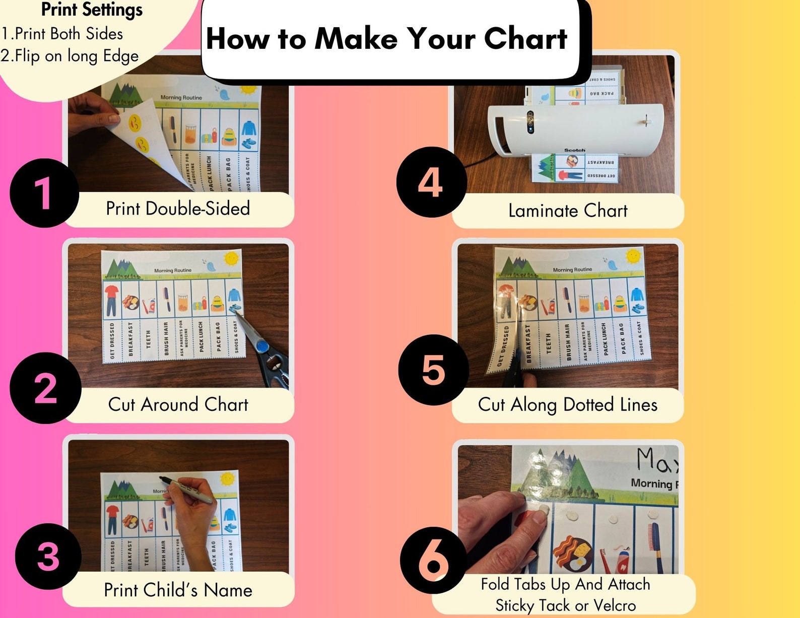 Morning Routine Chart, Printable Folding / Flip Chart: Kids Before ...