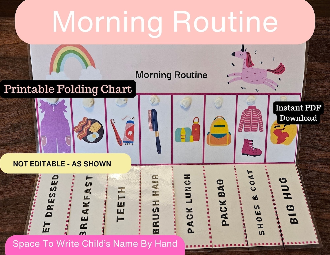 Morning Routine Chart, Printable Folding / Flip Chart: Kids Before ...