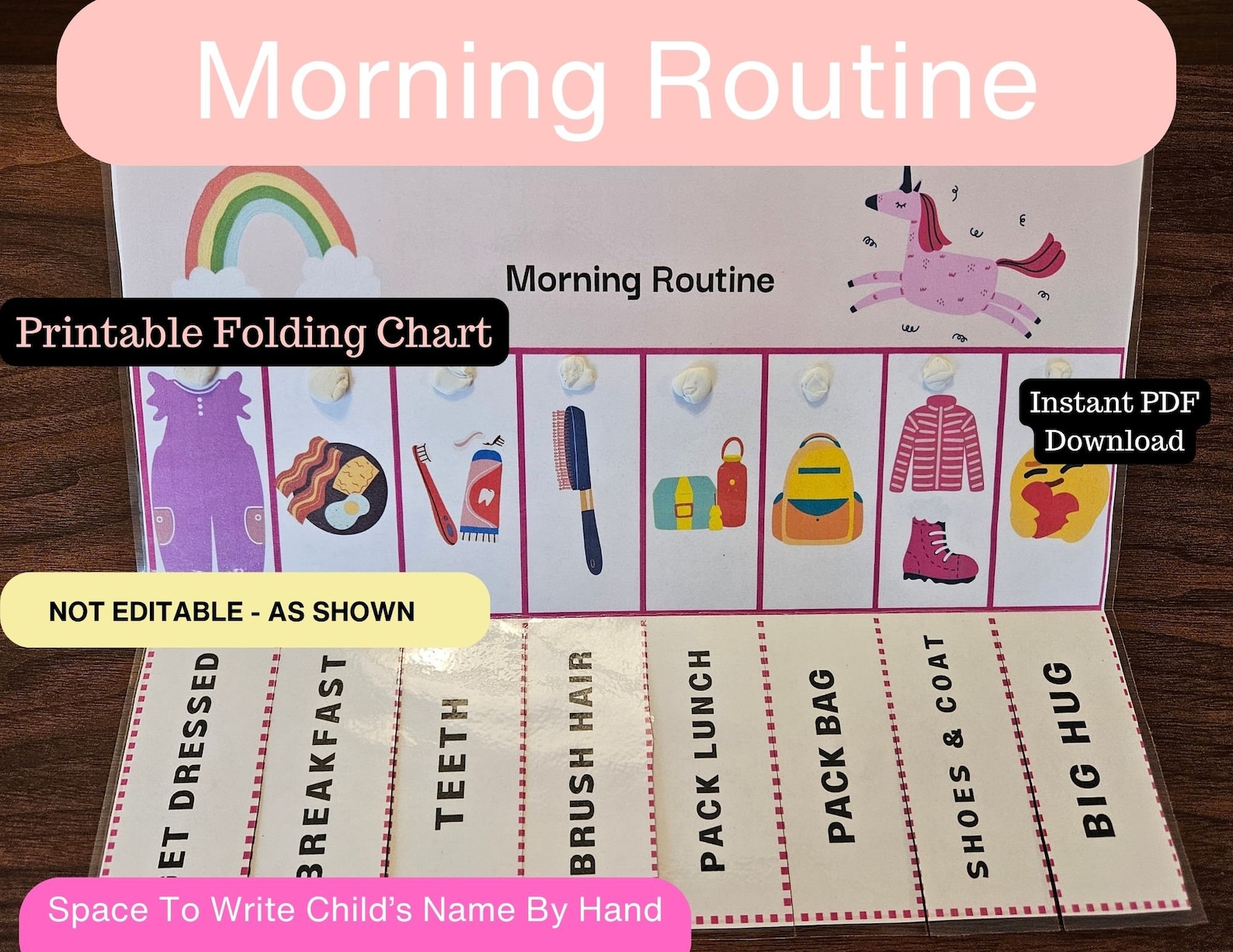 Morning Routine Chart, Printable Folding / Flip Chart: Kids Before ...