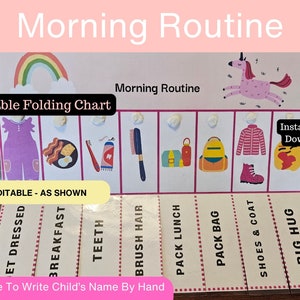 Morning Routine Chart, Printable Folding / Flip Chart: Kids Before ...