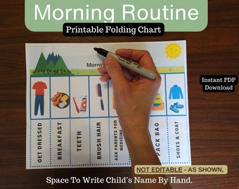 Morning Routine Chart, Printable Folding / Flip Chart: Kids Before School Checklist / Visual ...