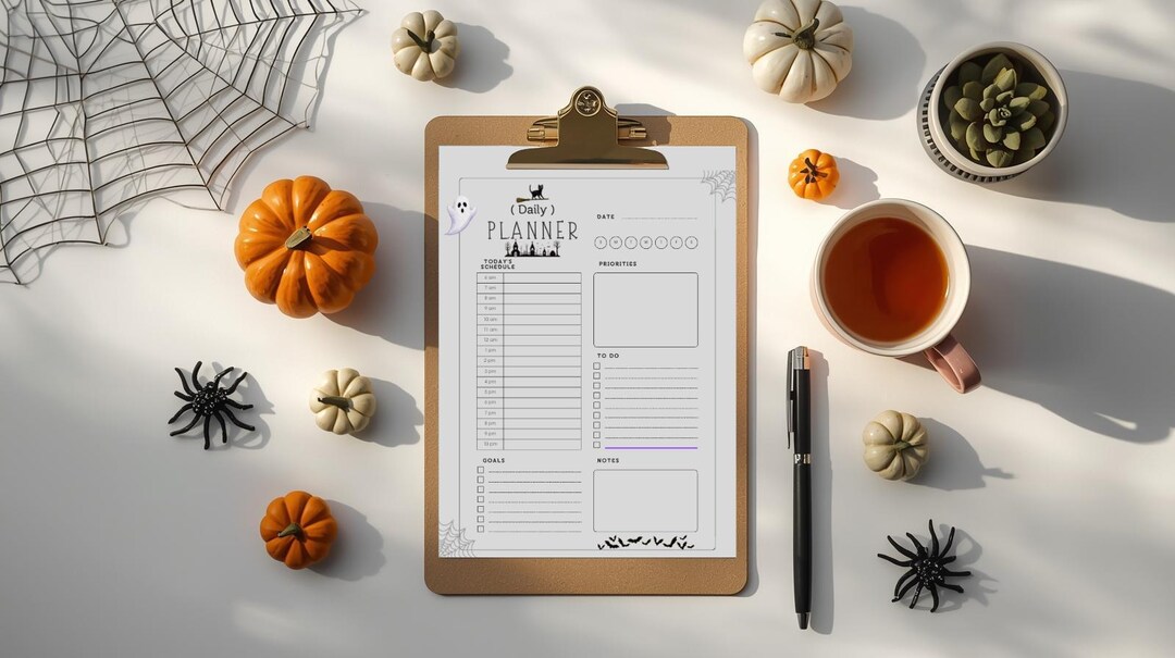 Halloween Daily Planner Printable: Minimalist Cozy PDF (digital ...