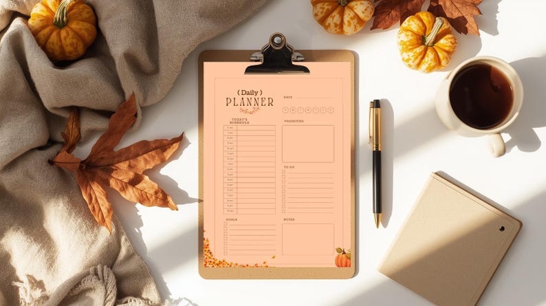 Fall Daily Planner Printable: Minimalist Cozy PDF (digital Download) - Etsy