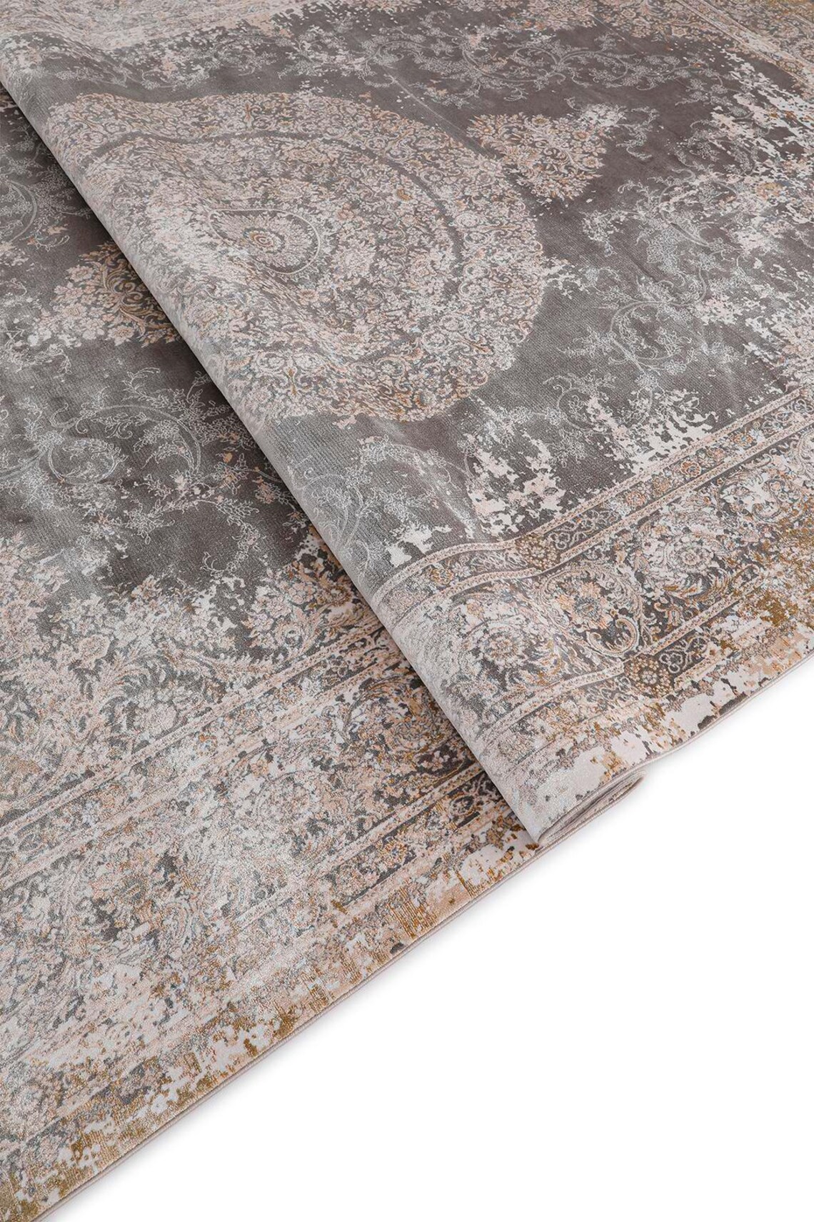 Traditional Ottoman Medallion Patterned Hall Carpet, Black Bamboo ...