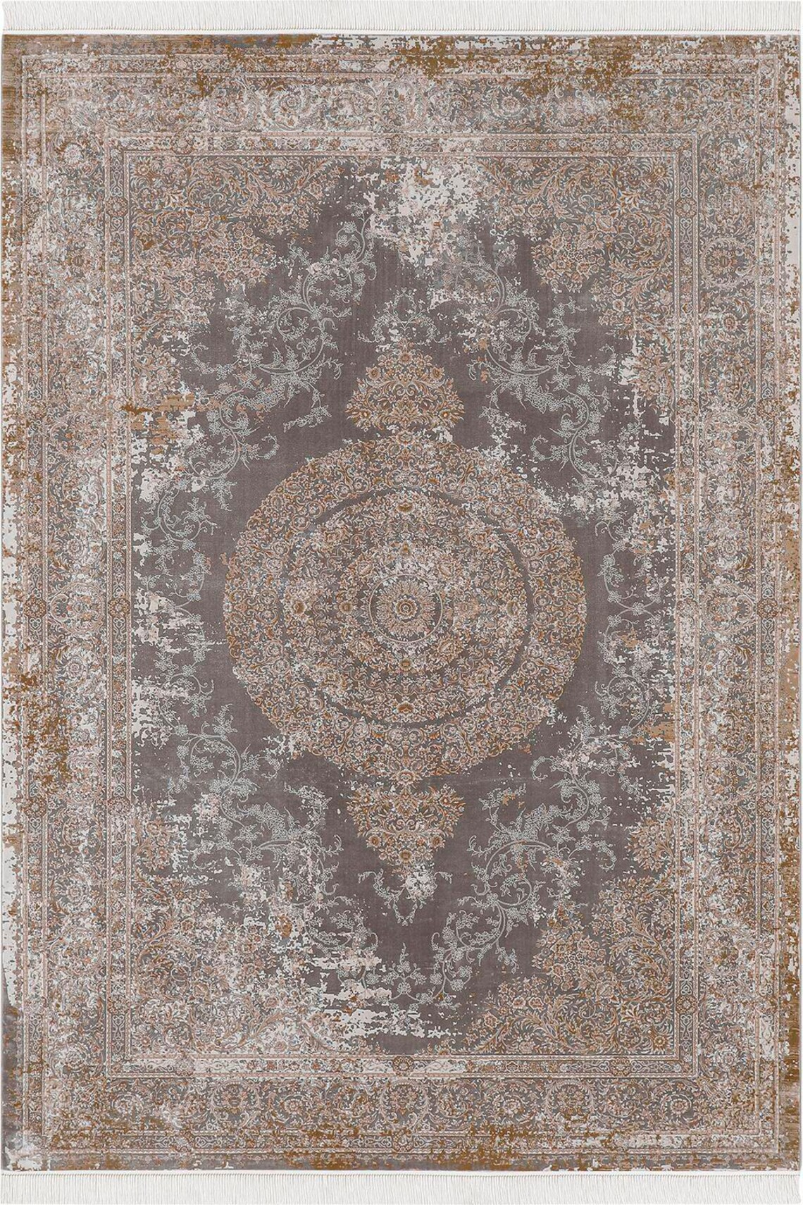 Traditional Ottoman Medallion Patterned Hall Carpet, Black Bamboo ...