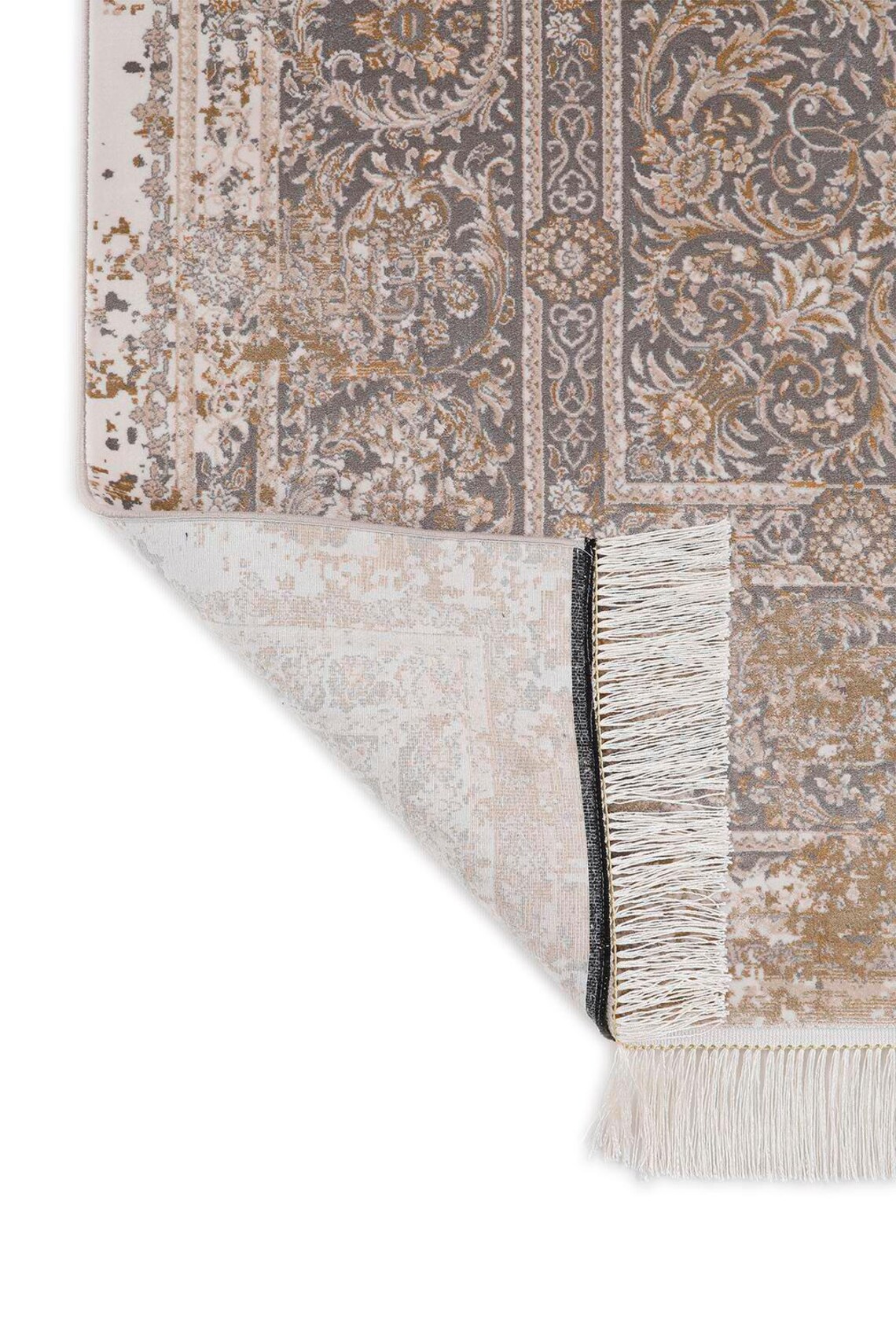 Traditional Ottoman Medallion Patterned Hall Carpet, Black Bamboo ...