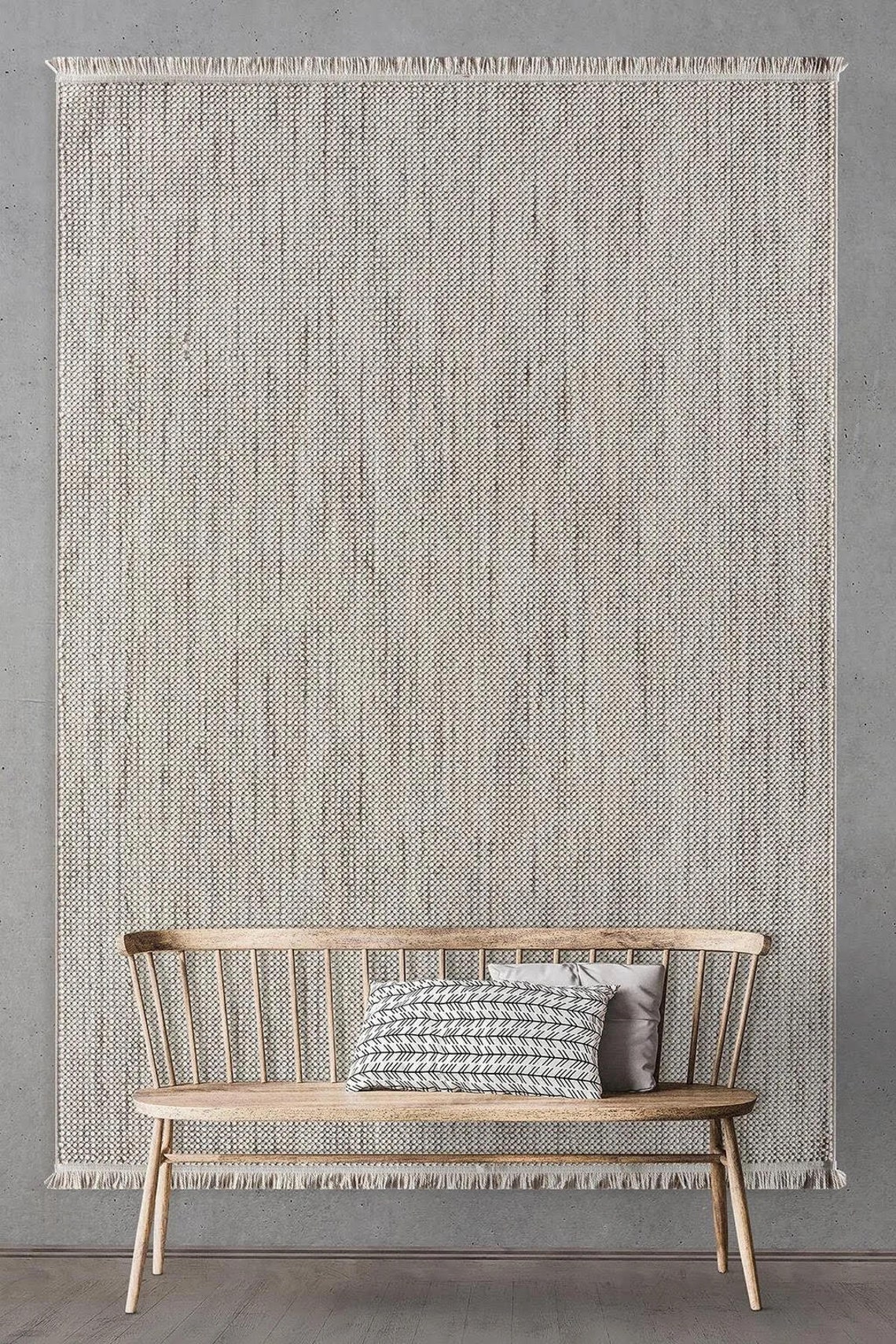 Cream Minimal Rug Carpet, Fringed Carpet, Home Decor Carpet, Point ...