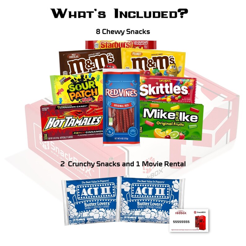 Redbox Movie Night Snack BOX Care Package 10 Snacks by Snackbox - Etsy