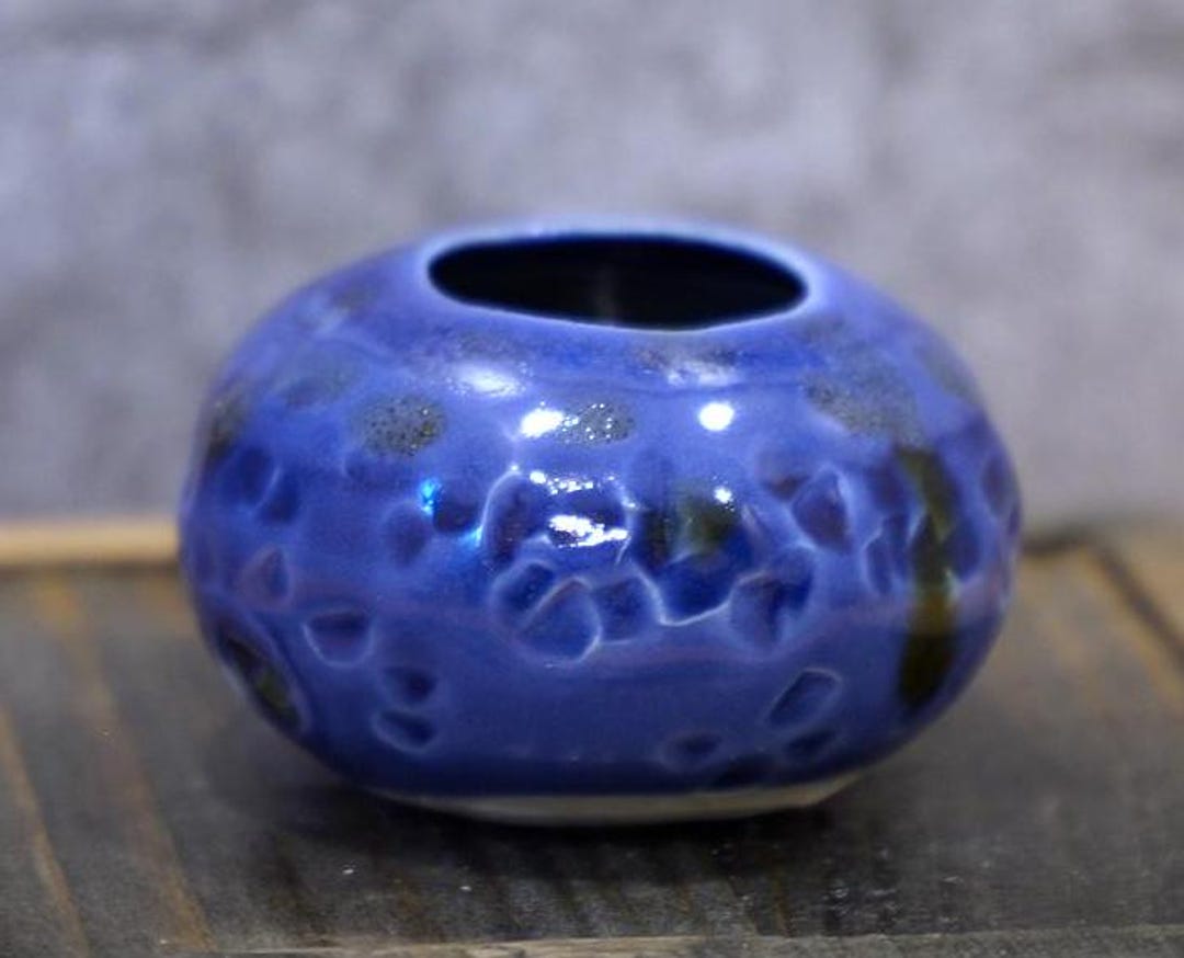 Deep Ocean Blue and Galaxy Depth Bud Vase Geographic Crater Style - Etsy
