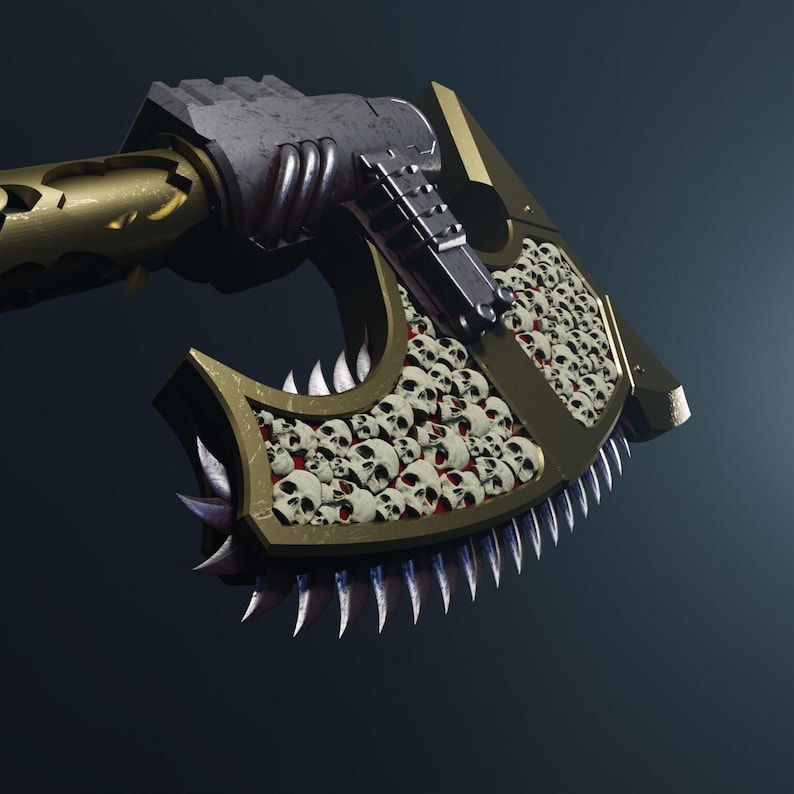 Motorized Chain Axe With Sound Effect and Stand STL, Cosplay Weapon, 3d ...