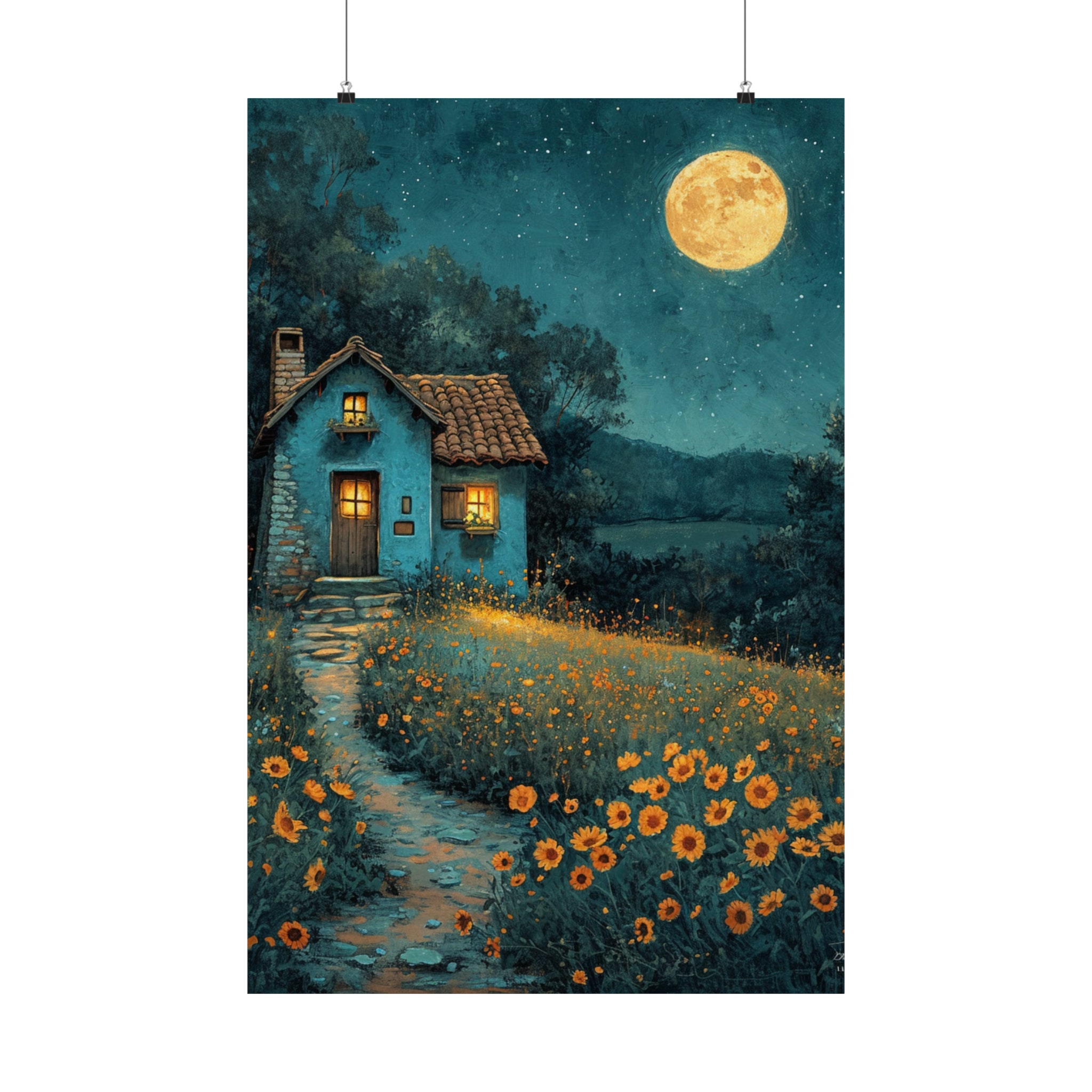 Building Wall Art Depicting the Night Sky Interior Design Moon and ...