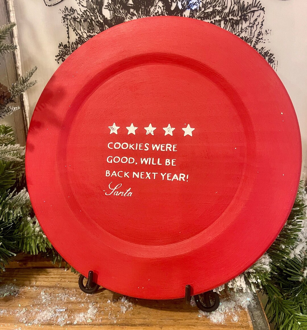 Santa Cookie Plate Decorative Plate Thanks Santa Christmas Plate ...