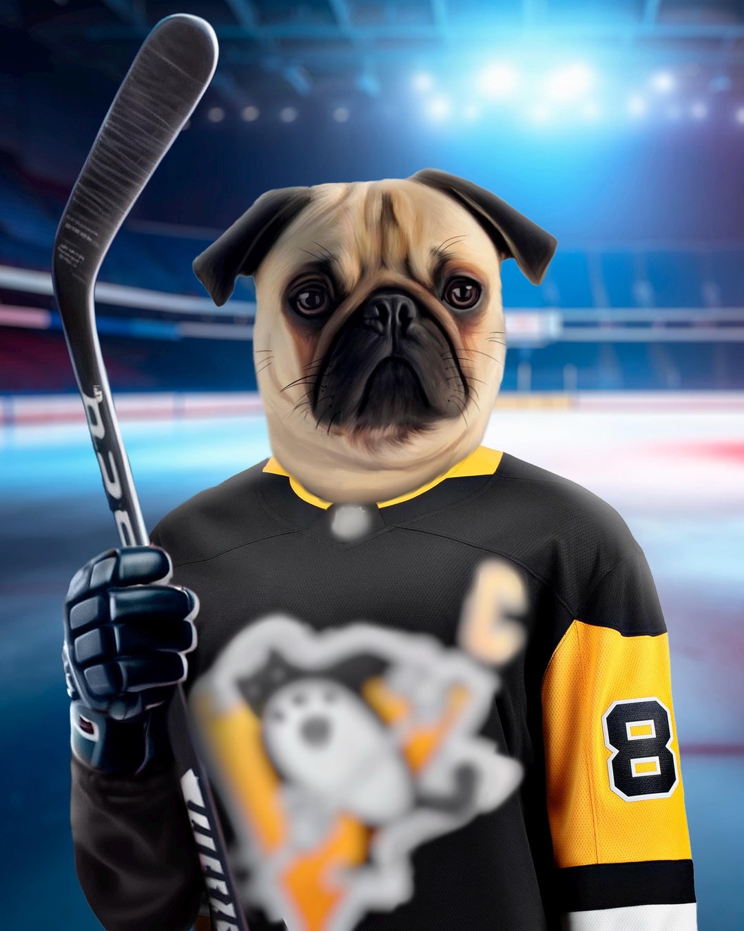 Hockey Fan Gift, Custom Pet in Jersey, Dog Hockey Player, Funny Sports ...