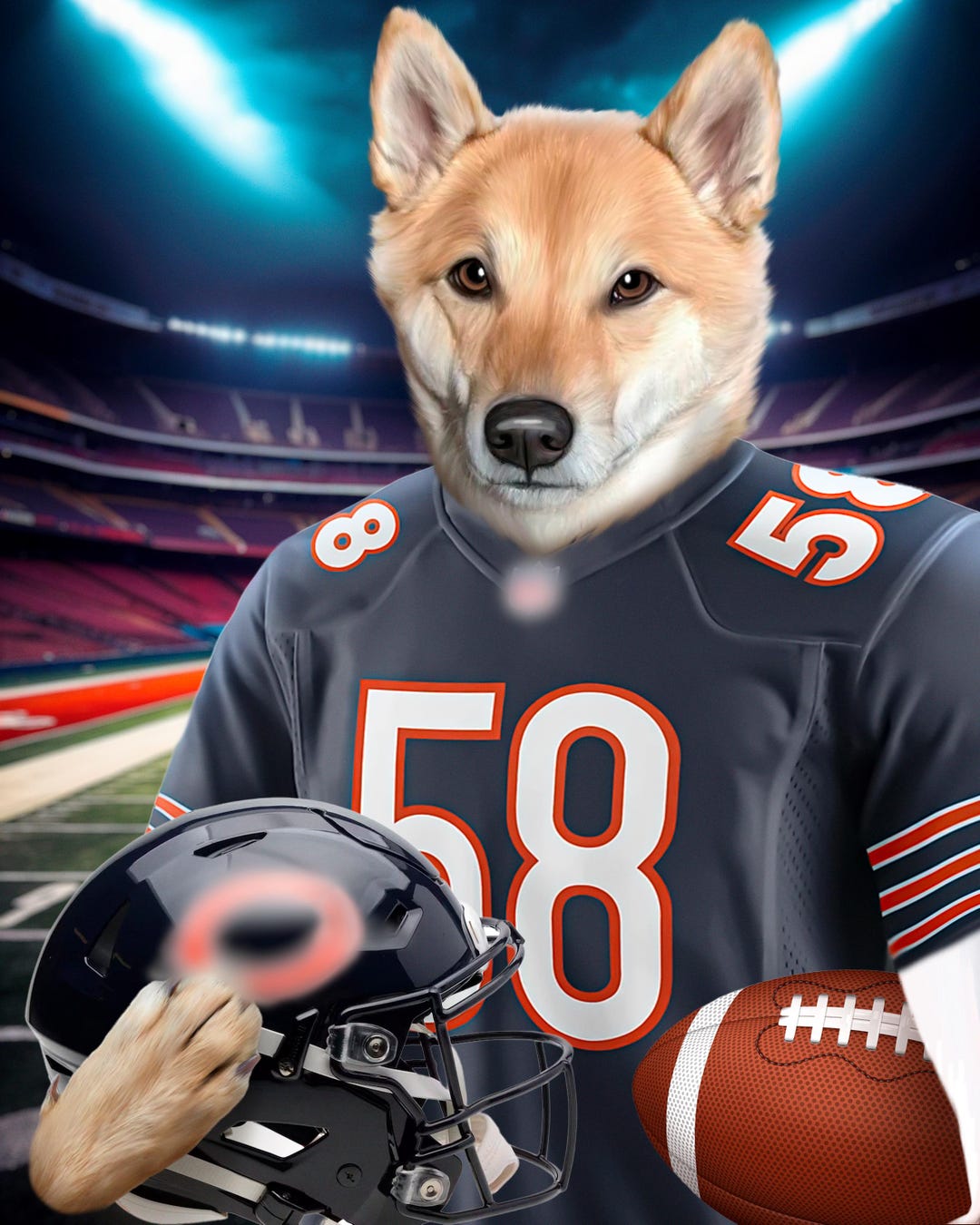 Gift for American Football Fan, Custom Dog, Dog Football Player, Sports ...